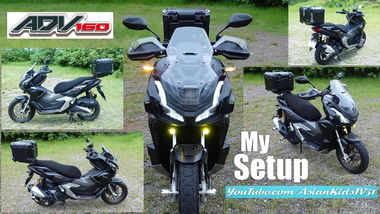 My Honda ADV 160 Setup. Accessorized Honda ADV 160 Adventure Scooter. Honda ADV 160 Walk Around ...