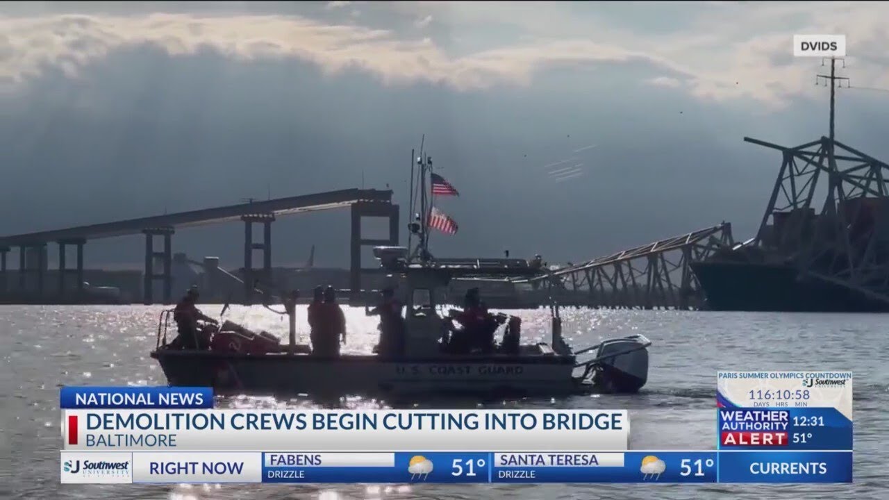 A channel has opened for vessels clearing wreckage at the Baltimore ...