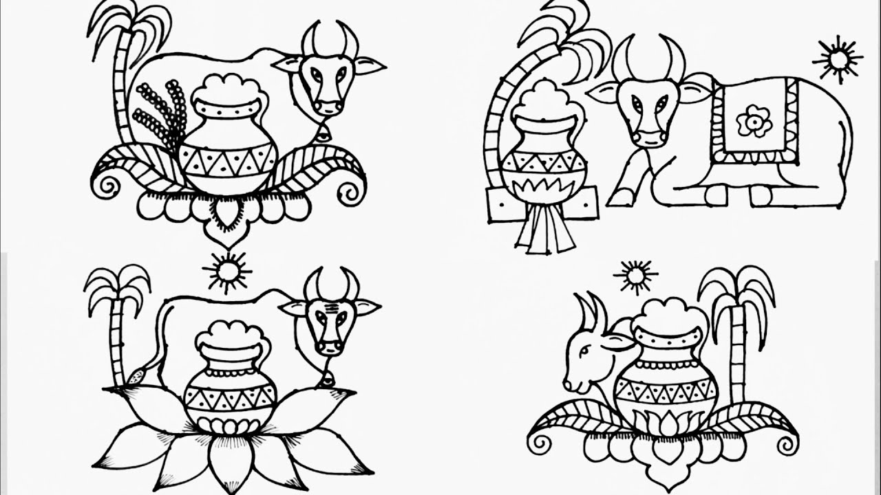 Mattu Pongal kolam from dots // Sankranti Rangoli // Easy pongal kolam ...