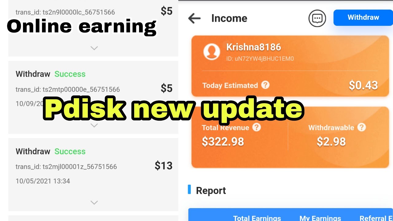 Pdisk new update | Pdisk earning problem sloved | Online earning kese ...