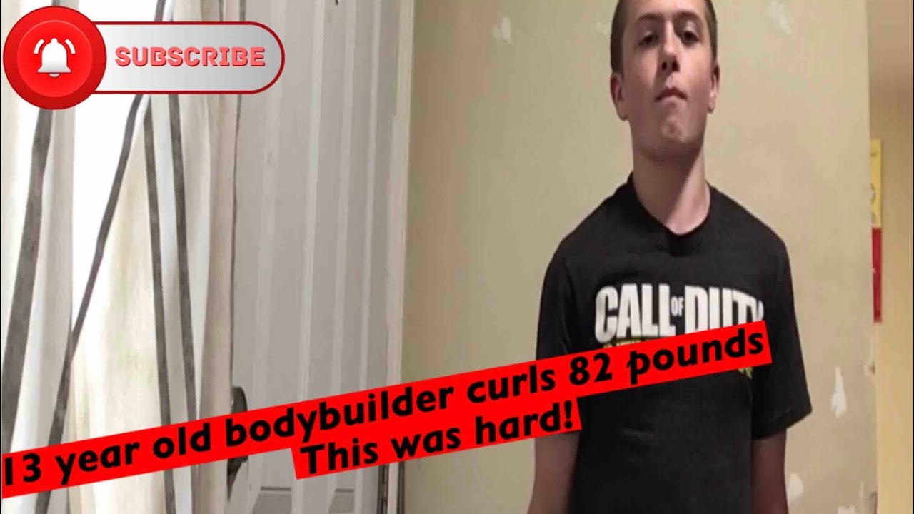 13 year old bodybuilder curls 82 pounds! - YouTube