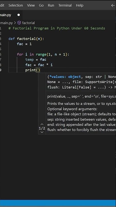 Factorial Program Under 60 Seconds In Python #shorts - YouTube