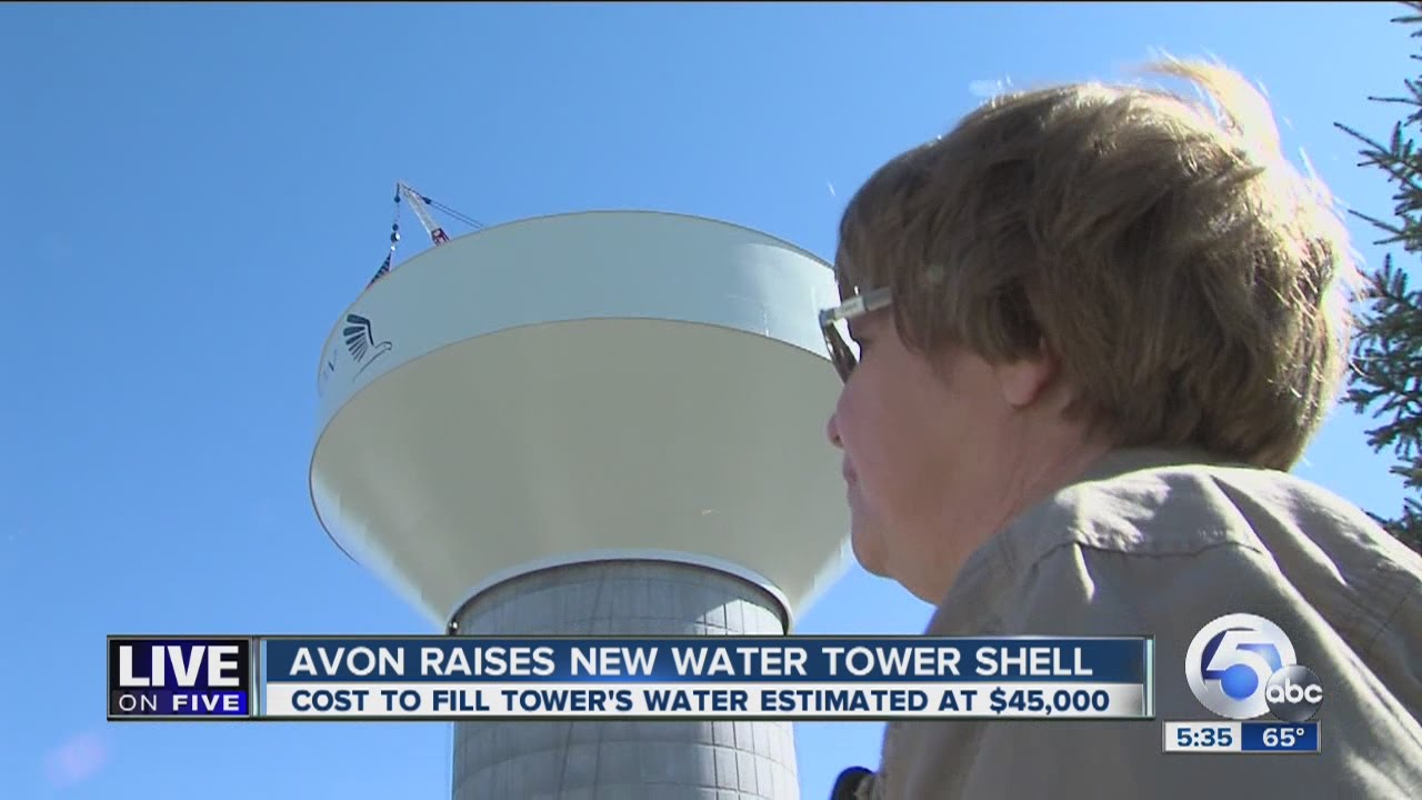 Avon water tower gets topped off - YouTube