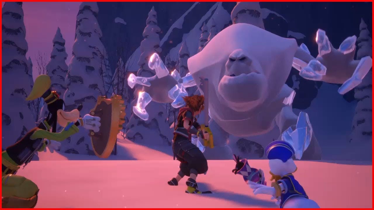 Kingdom Hearts 3 - Giant Snow Monster Boss Fight! - YouTube