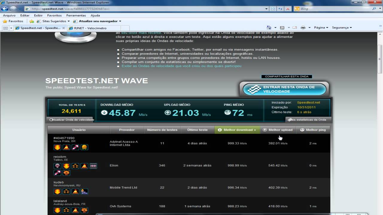 Speedteste.net / rjnet teste Velocidade Viaembratel 5 mb ' - YouTube
