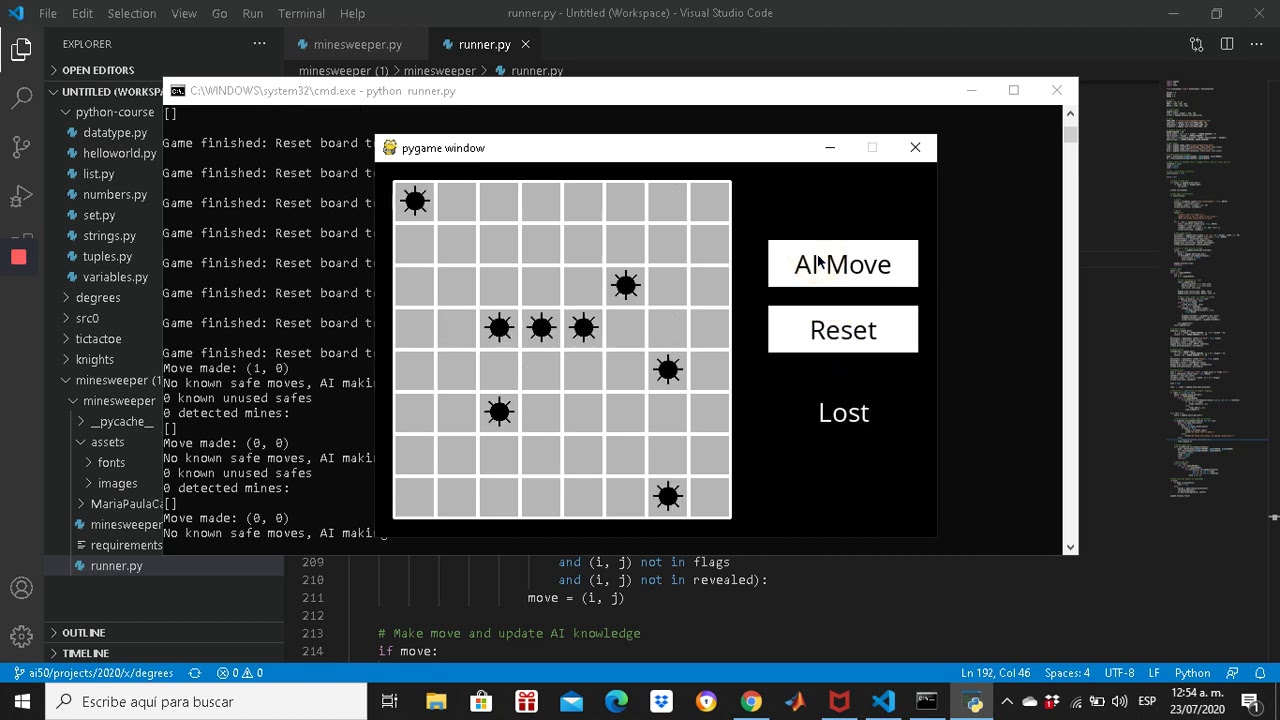 Project 1b Minesweeper Cs50s Introduction To Artficial Intelligence With Python Youtube
