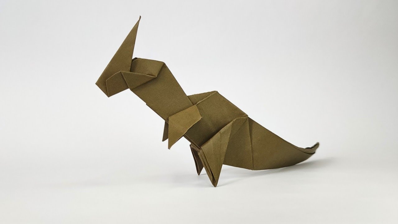 Origami PARASAUROLOPHUS | How to make a paper dinosaur - YouTube