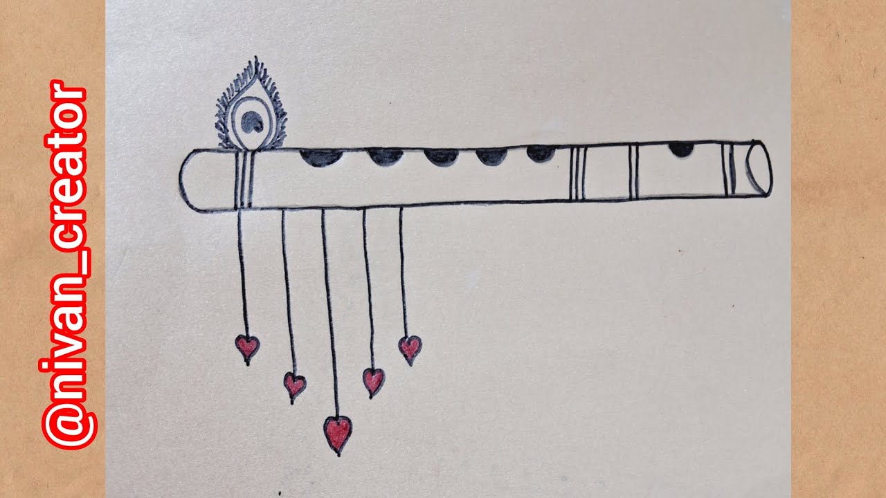 Easy Flute drawing | Krishna Bansuri drawing | - YouTube