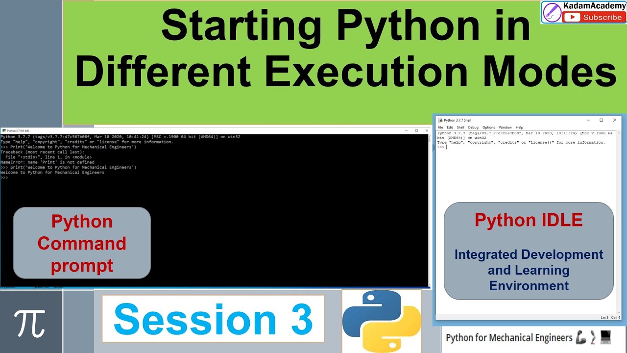 4 Starting Python In Different Execution Modes Command Prompt Idle Youtube 1147