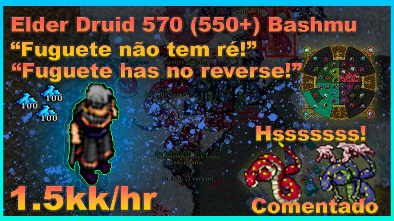 Tibia Elder Druid 570 (550+) Solo Hunt Comentada* / Bashmu 3.6 kk Exp ...