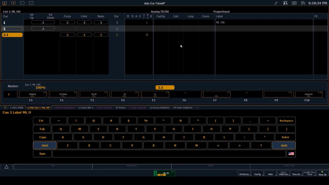 Recording Auto Cues in Eos Software - YouTube