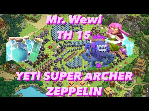 TH 15 Archer Yeti Zeppelin Attack Strategy three stars war Classic ...