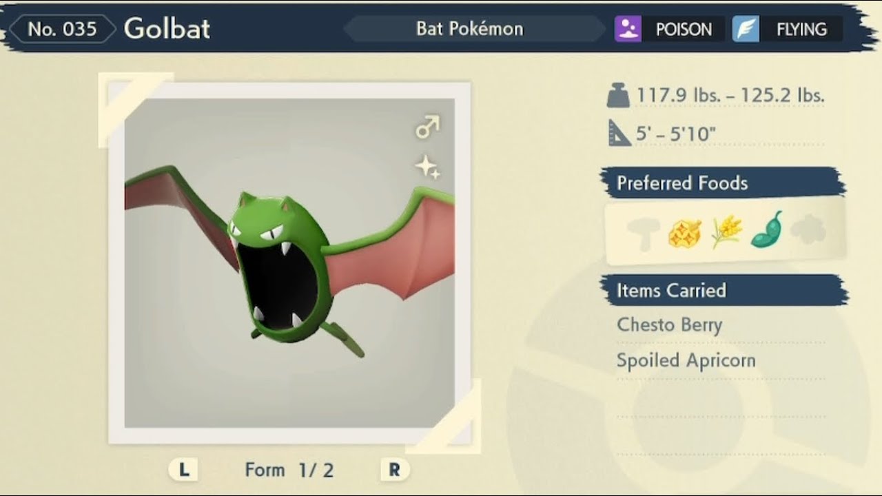 Pokémon Legends Arceus Shiny Golbat - YouTube