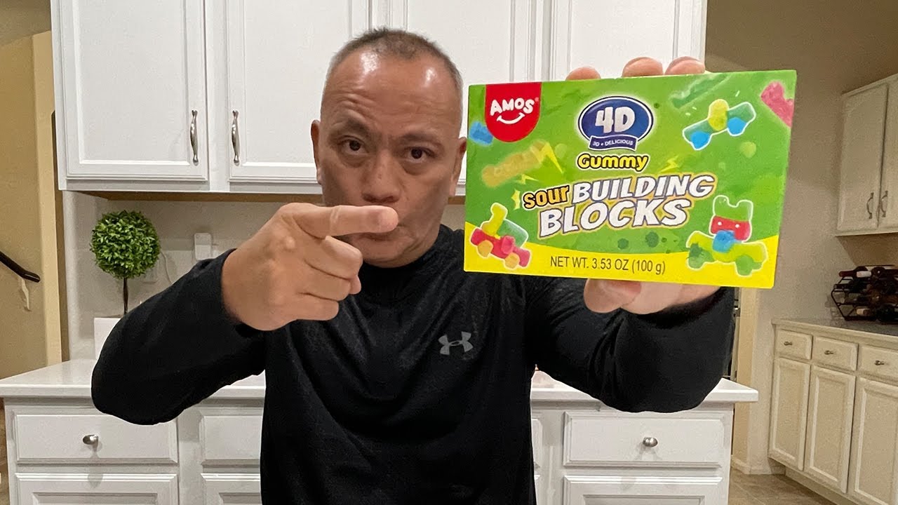👂 ASMR AMOS 3D GUMMY CANDY SOUR BUILDING BLOCKS (4 FLAVORS) AND EATING ...