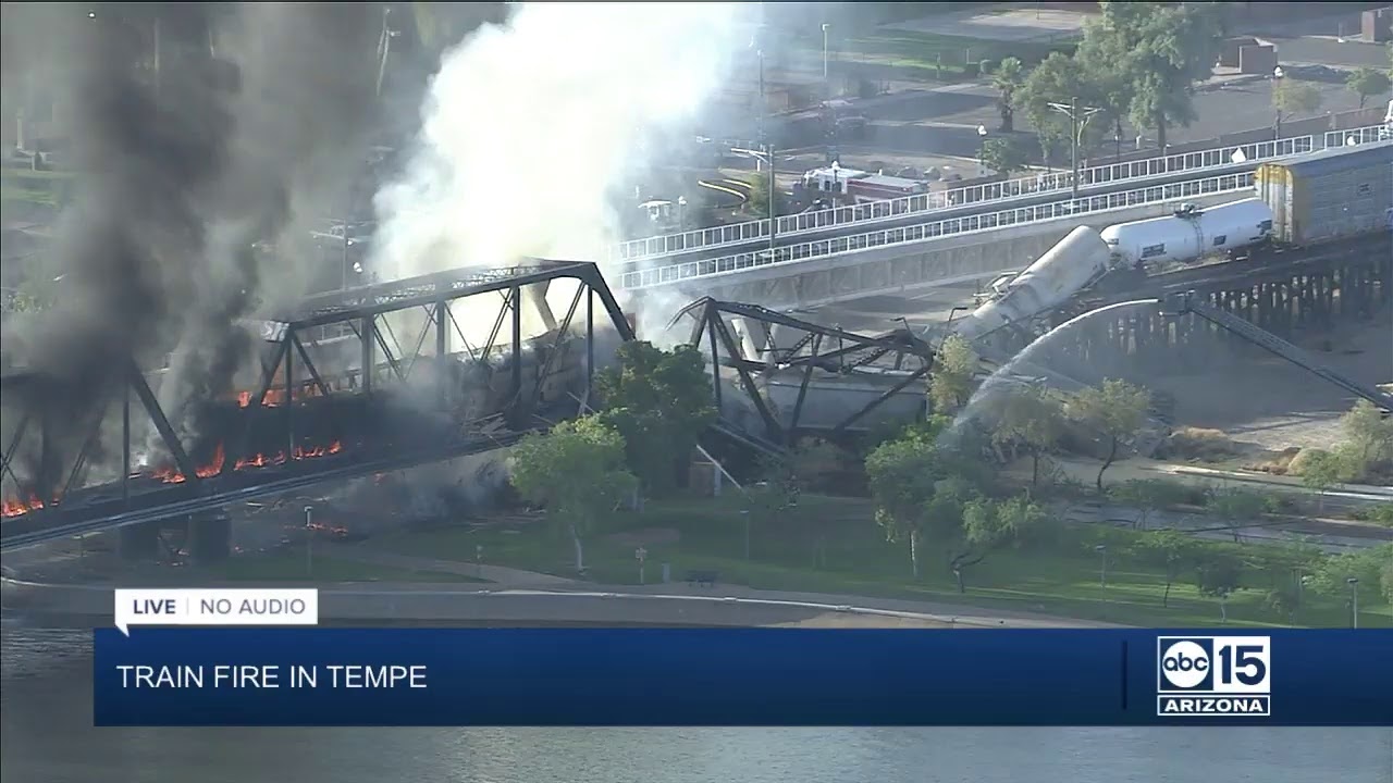 NOW: Train on fire in Tempe - YouTube