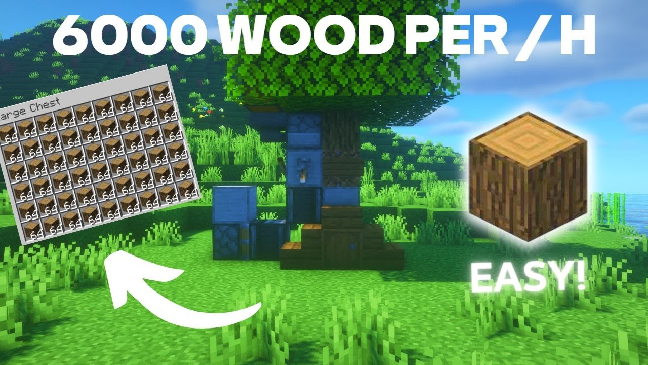 Easy AFK Tree Chop Farm (100 PER MINUTE) | Minecraft 1.19 - YouTube
