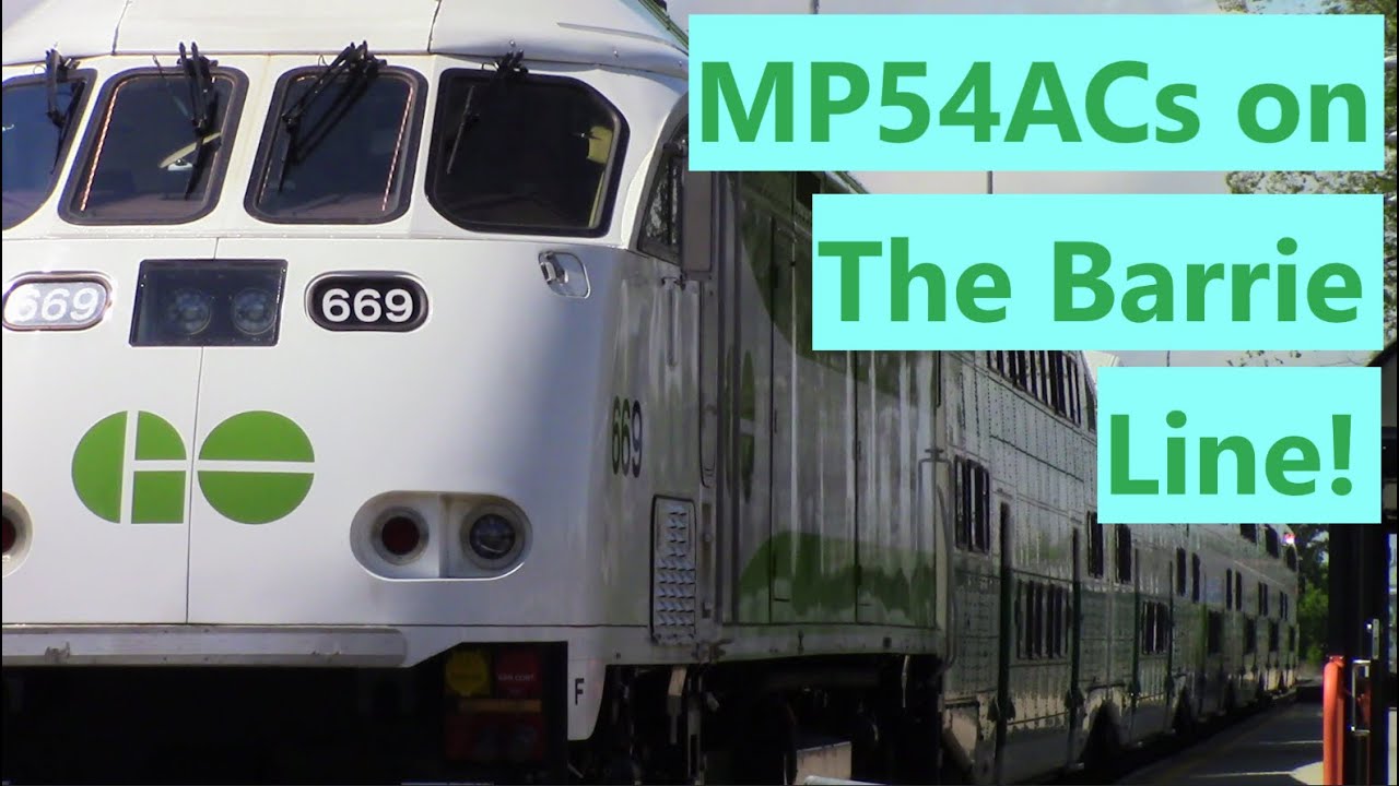 MP54AC Locomotives on the GO Transit Barrie Line! - YouTube