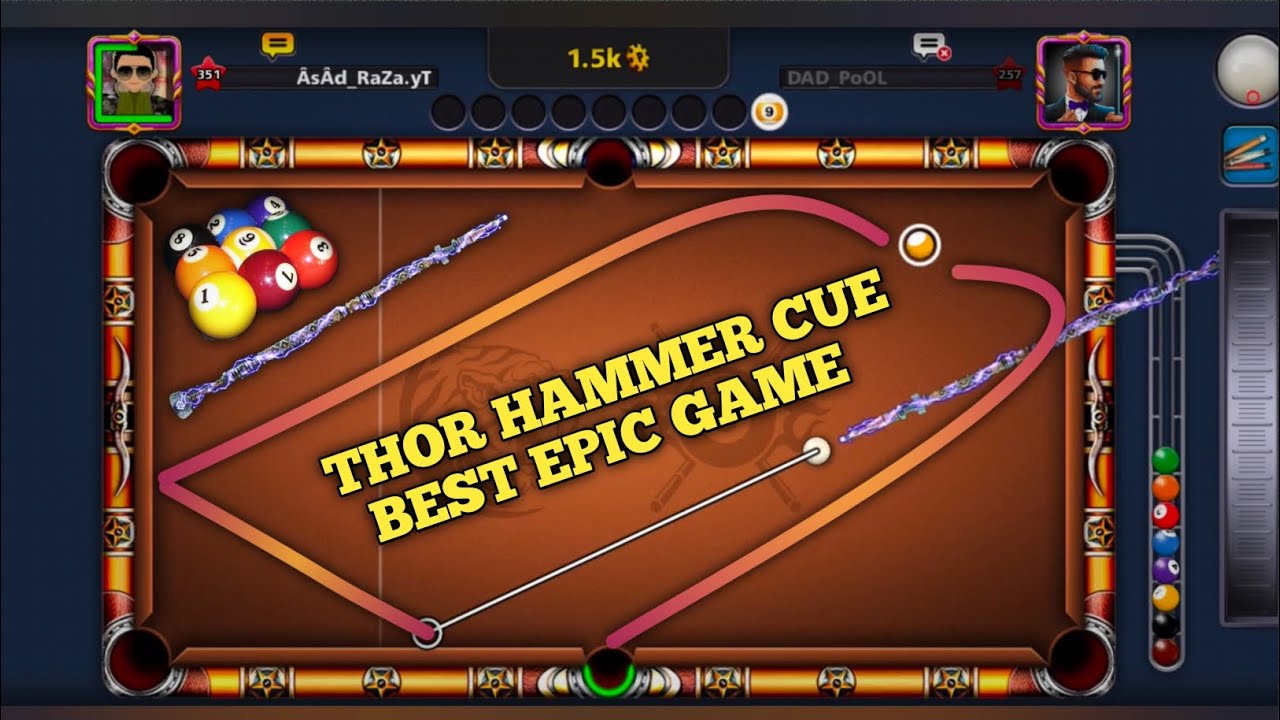 Thor Hammer cue Best Epic game 8 Ball Pool Trick shot Black Ball 💯 ...