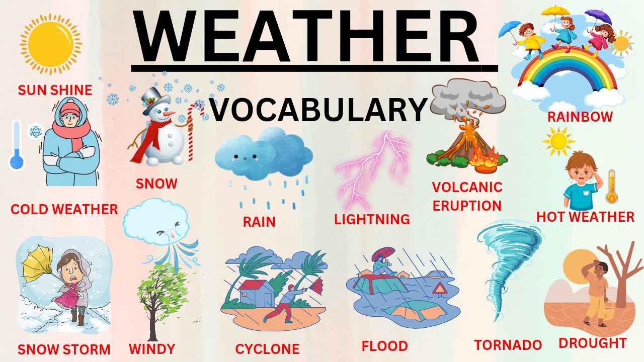 Weather vocabulary in English | The weather for kids | vocabulary ...
