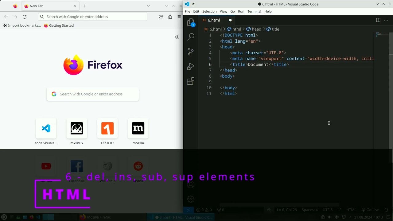HTML - 6 del, ins, sub, sup elements - YouTube