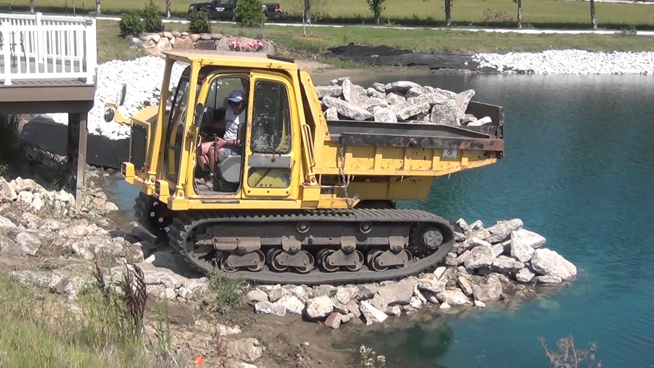 Huxley Pond Rip Rap Installation - YouTube