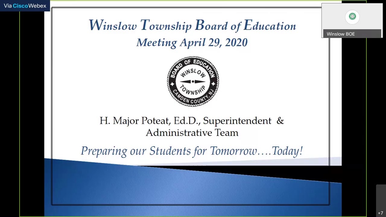 Winslow Township BOE Meeting April 29, 2020 - YouTube