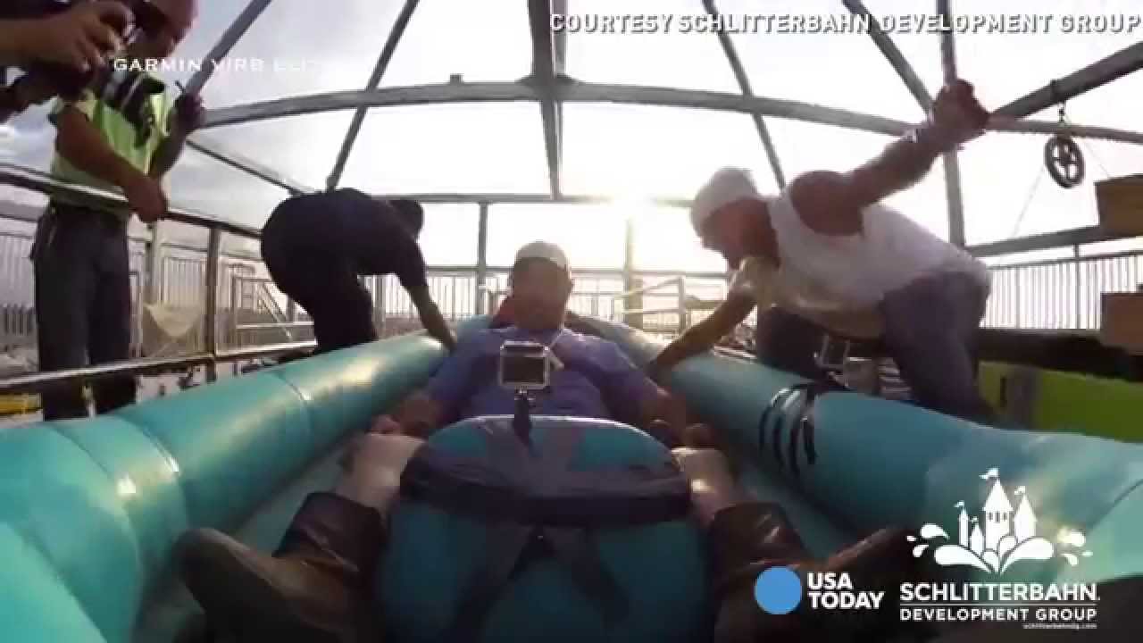 See Verruckt designer scream going down water slide - YouTube