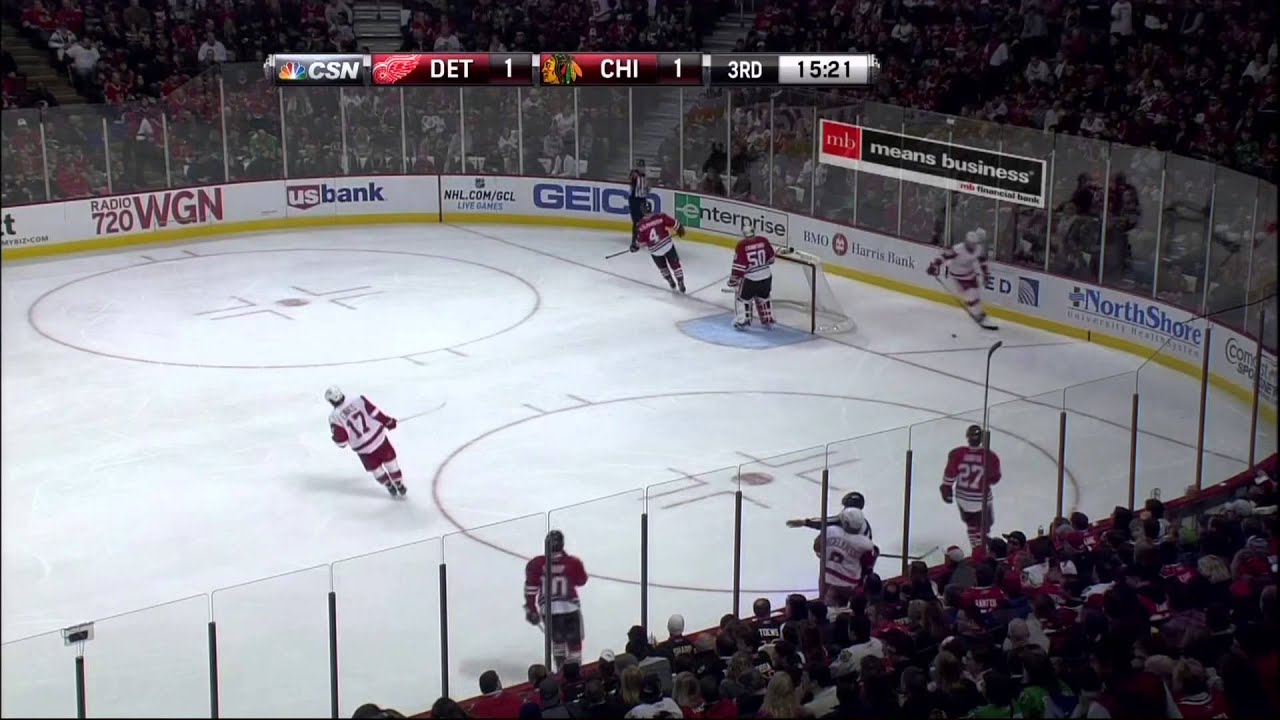 Johan Franzen goal 27 Jan 2013 Detroit Red Wings vs Chicago Blackhawks ...