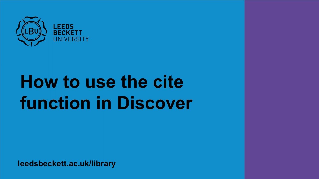 How to use the cite function in Discover - YouTube