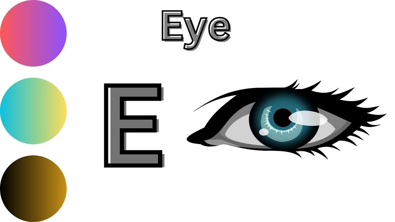Eye Art | Eye Drawing. Learn Alphabet E with Words and Arts-Colouring ...