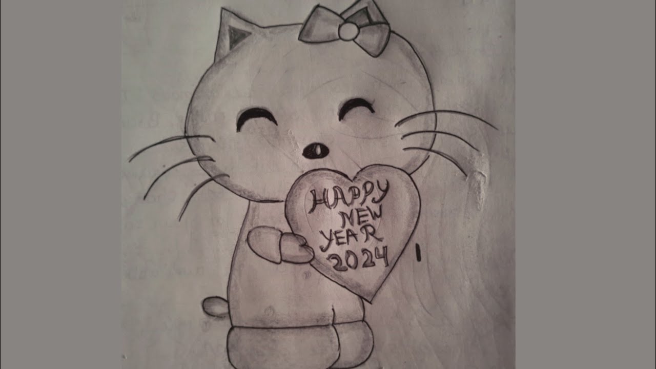 Happy New Year Drawing 2024|| new year drawing || happy new year ...