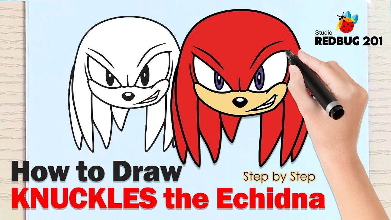 How to Draw Knuckles the Echidna from Sonic characters | Step by Step ...