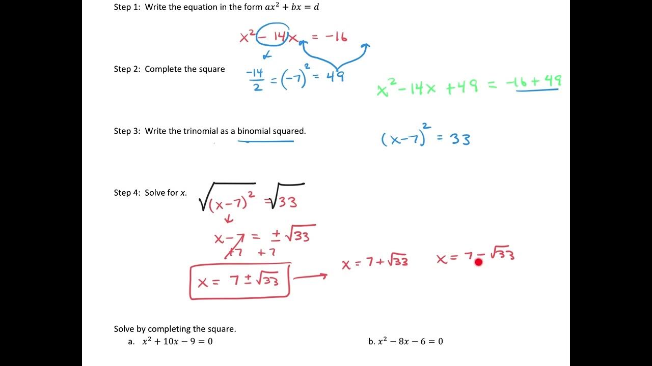 Solve x2 + bx + c = 0 - YouTube