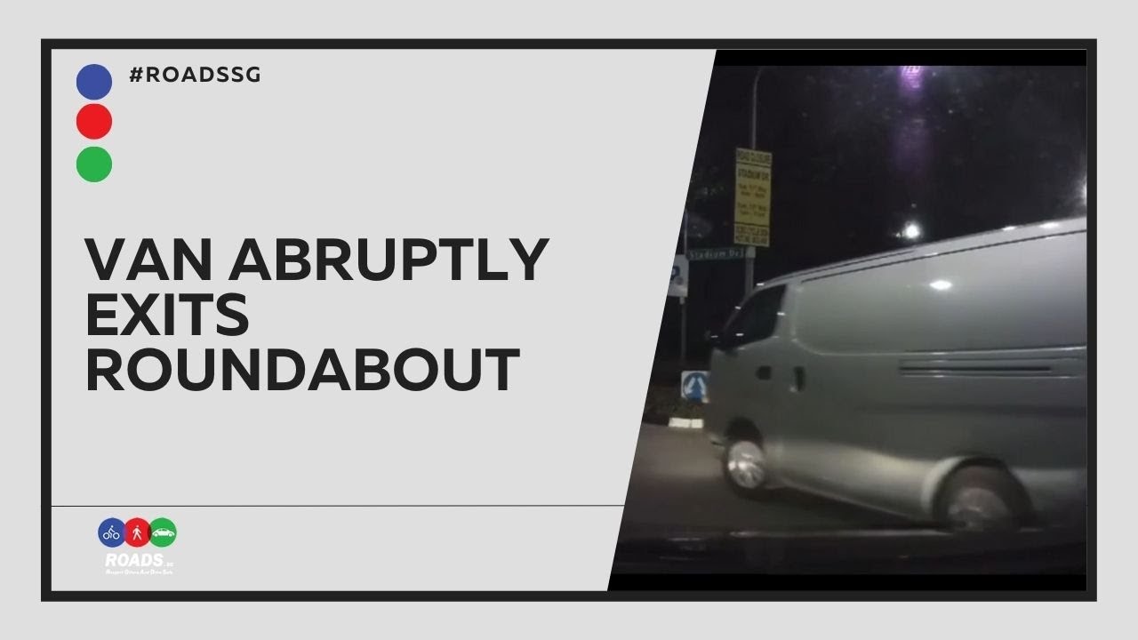 Van Abruptly Exits Roundabout - YouTube