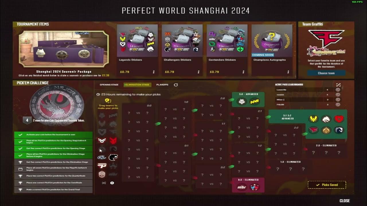 Shanghai CS2 Major Elimination Stage PICK'EMs Road TO Diamond - YouTube