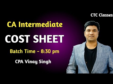 Cost Sheet CA Intermediate l CTC Classes - YouTube
