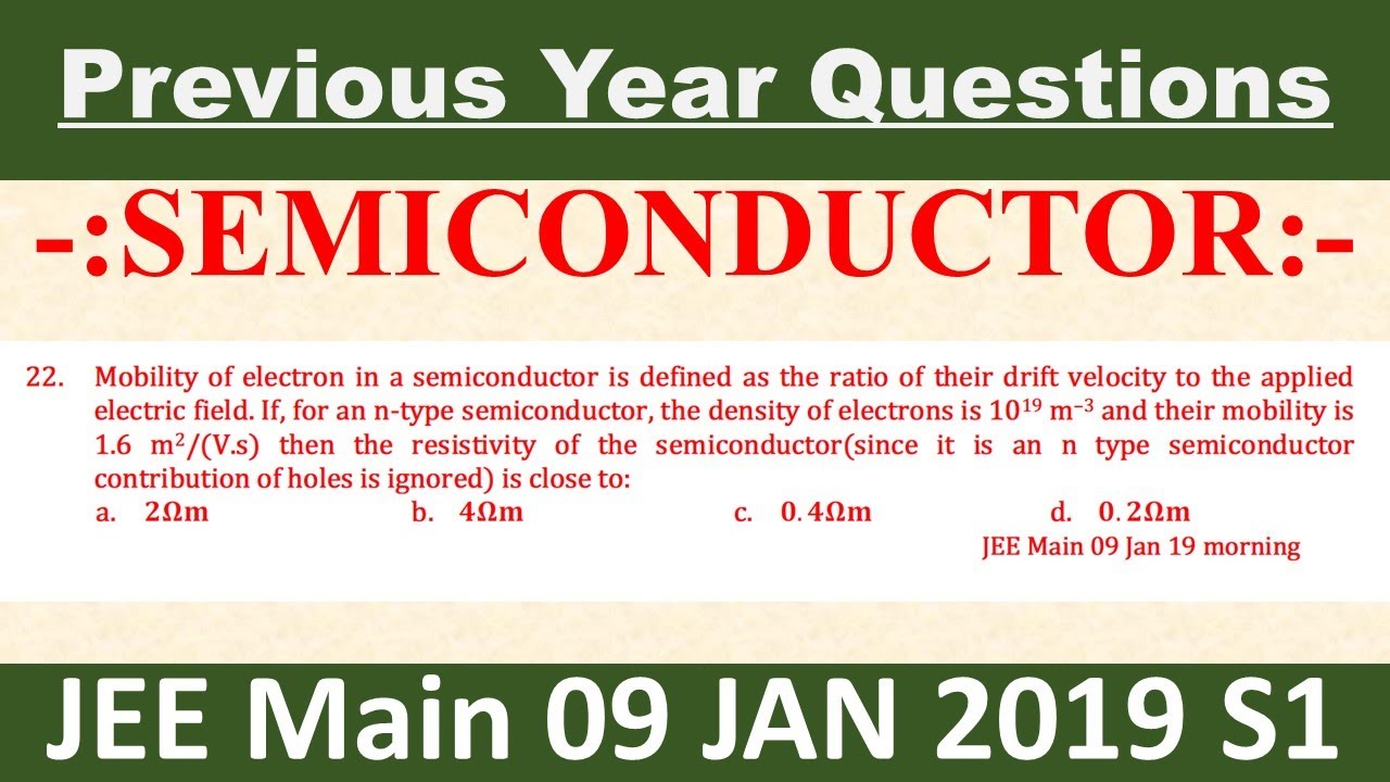Mobility of electron in a semiconductor is defined as the ratio of ...