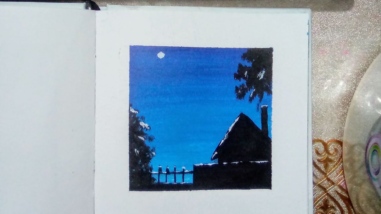 Easy acrylic paintings(midnight scenery) - YouTube