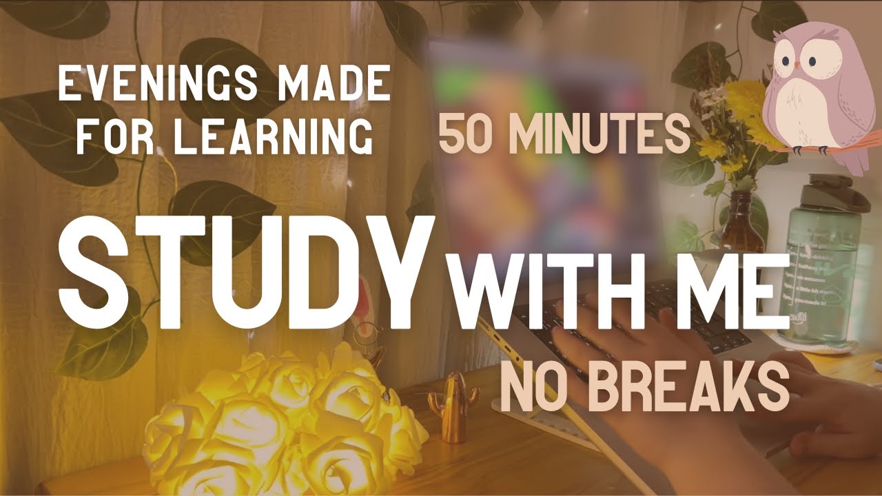 📚 study with me | 50-minute session (no breaks, no music) | rainy mood ...