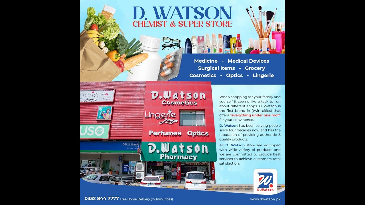 D Watson pharmacy F 10 markaz Islamabad - YouTube