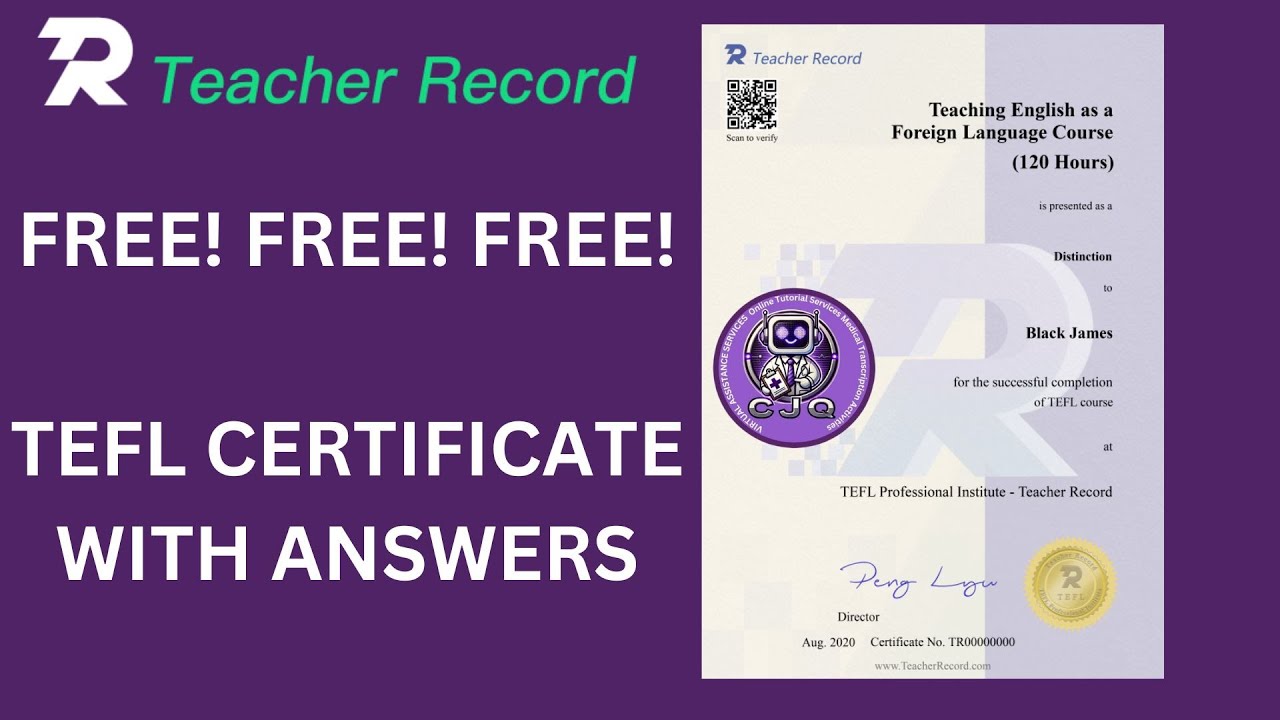 FREE 120 Hour TEFL Certificate with Answer ｜ Teacher Record ｜ Module 3 ...