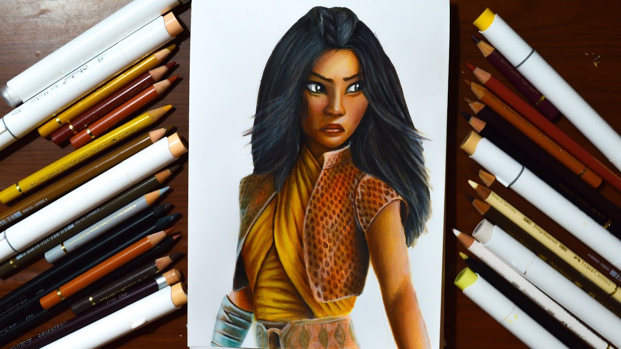 Drawing Raya ( Raya and the last dragon) | Markers + colored pencils ...