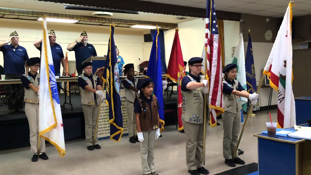 Girl Scout Color Guard - American Legion Ceremony - 2016 - YouTube