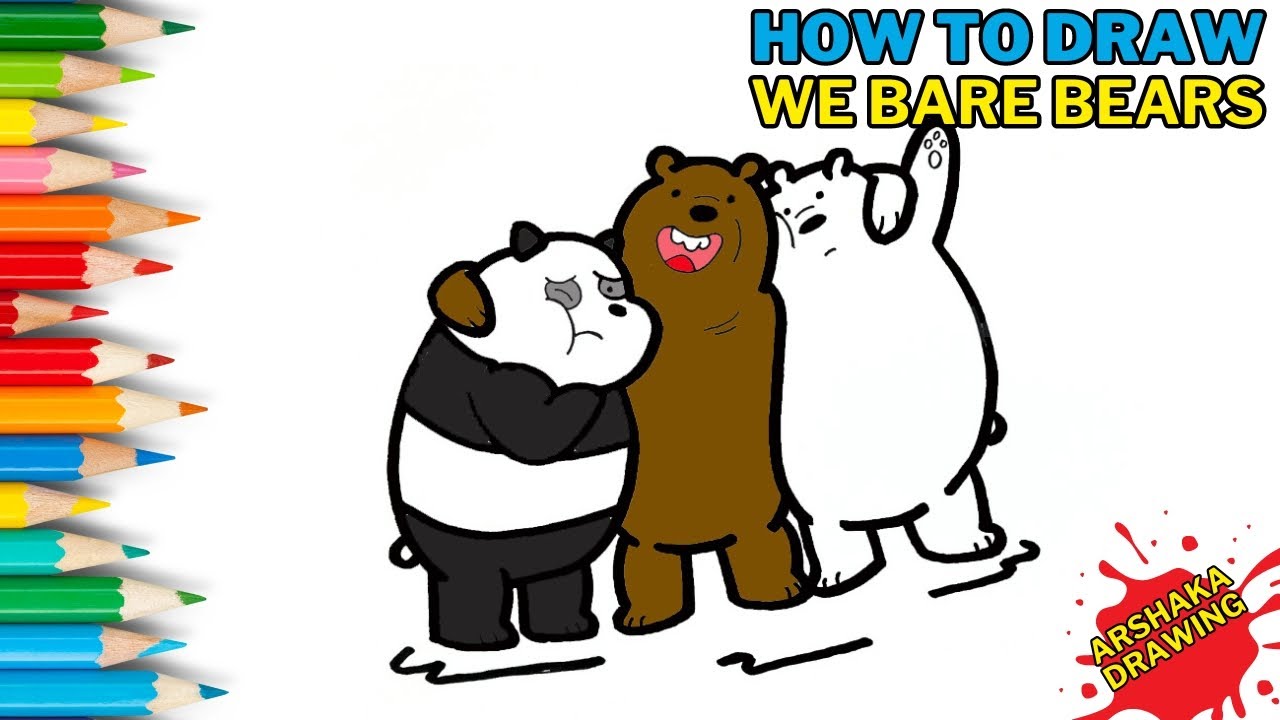 How to Draw We Bare Bears Easy | Cartoon Character Drawing Tutorial for ...