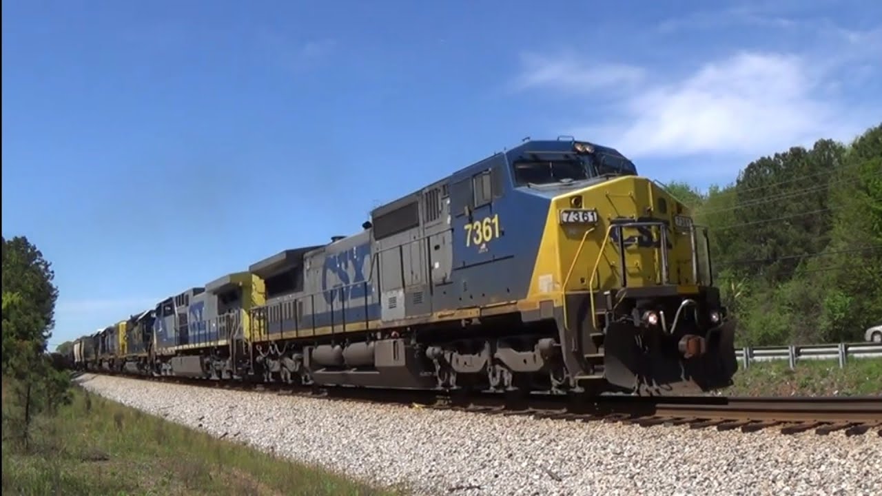 HD: CSX 7361 leads CSX Q542-10 in Red Oak, GA - YouTube