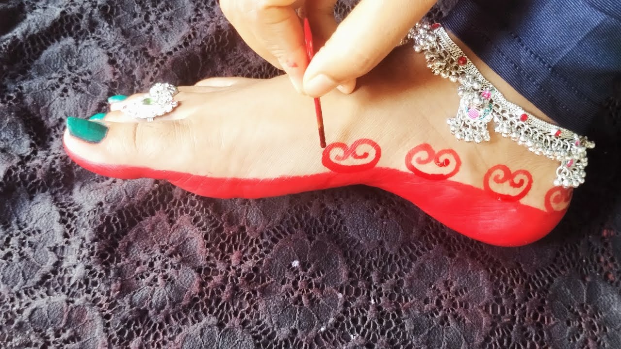 Mahavar Design On Feet//Beautiful Alta Design 🌺 - YouTube