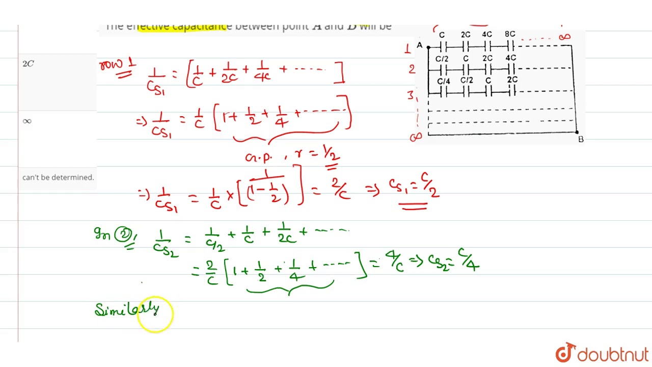 Consider an infinite matrix of capacitors as shown in the figure. The ...