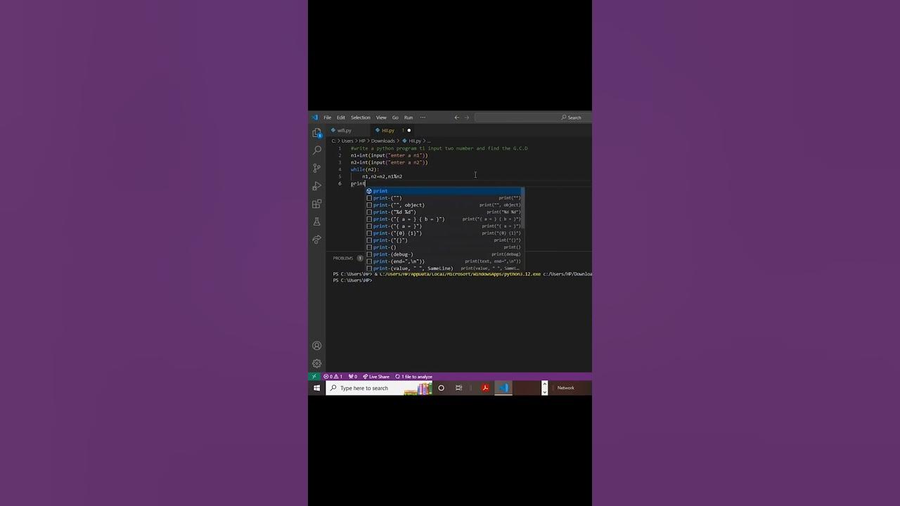 Write A Python Program To Input Two Numbers And Find The G C Dpythonprogramming Programming 