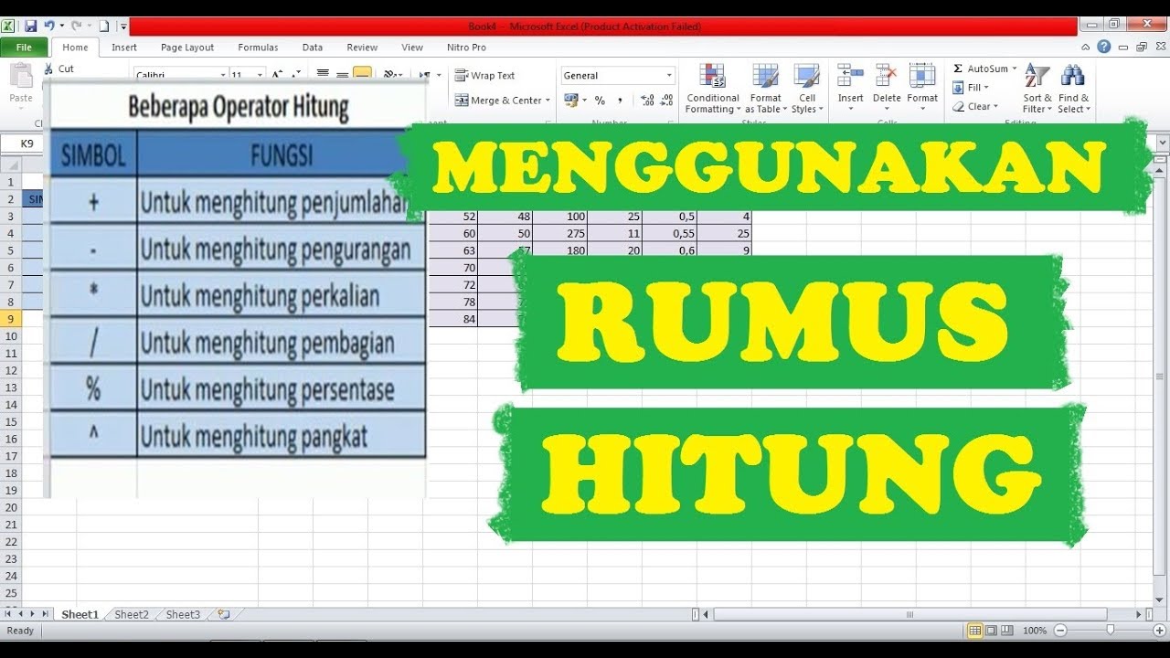 CARA MENGGUNAKAN RUMUS HITUNG DASAR PADA MICROSOFT EXCEL - YouTube