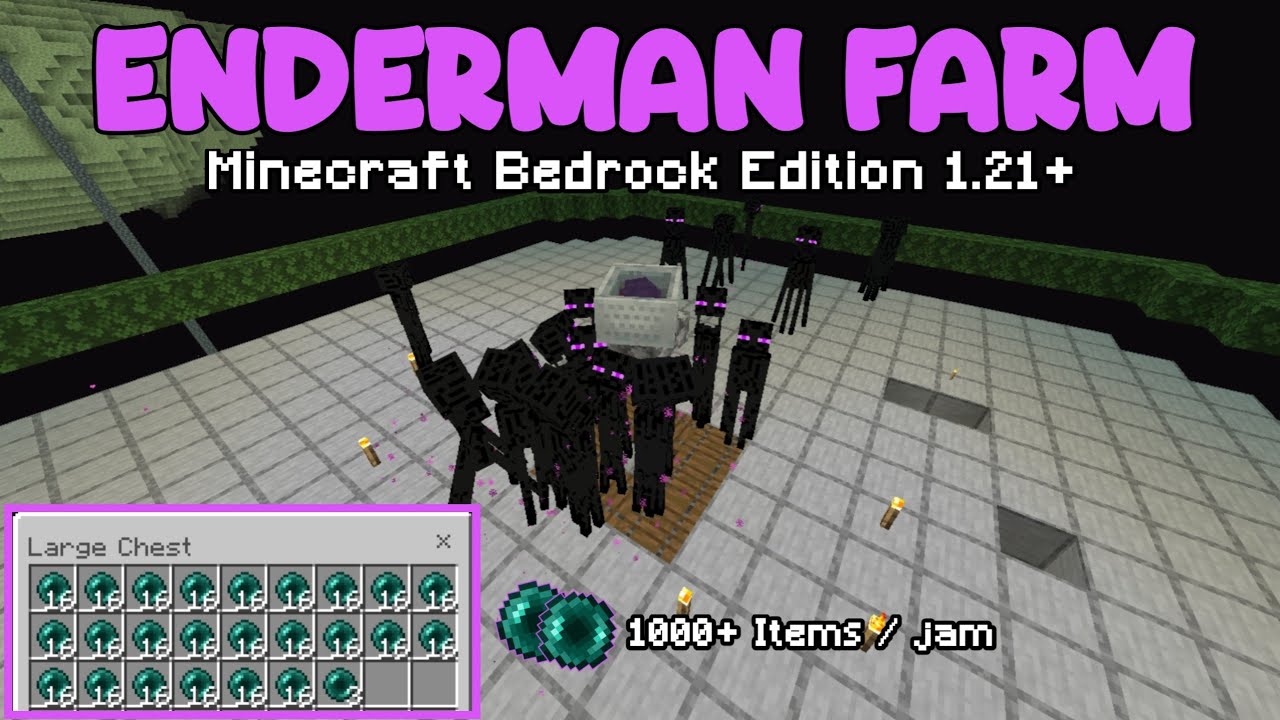 CARA MEMBUAT ENDERMAN FARM | MINECRAFT BEDROCK EDITION 1.21 - YouTube